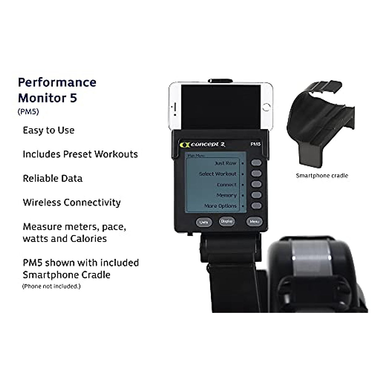 Concept2 Model D Indoor Rowing Machine with PM5 Performance Monitor and Polar H10 ANT+ Heart Rate Monitor, LCD, M-XXL: 26-36" HRM