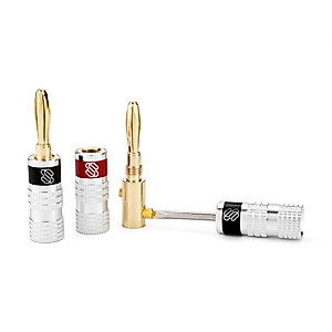 Sewell Silverback Banana Plugs, 24k Gold Dual Screw Lock Speaker Connector, 12 Pairs