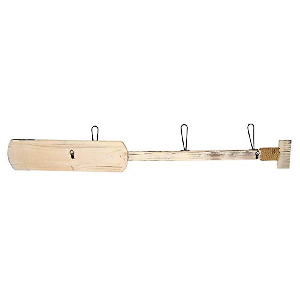 Beach Themed Home Decor Large Wooden Welcome Oar Paddle with Three Coat Hooks, 43 Inches