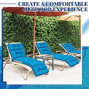 Kigley 2 Pcs Chaise Lounge Cushions Soft Lounge Chair Cushion Spring/Summer Seasonal Replacement Cushions for Outdoor Indoor Home Office, 74.5 x 22 Inches (Blue)