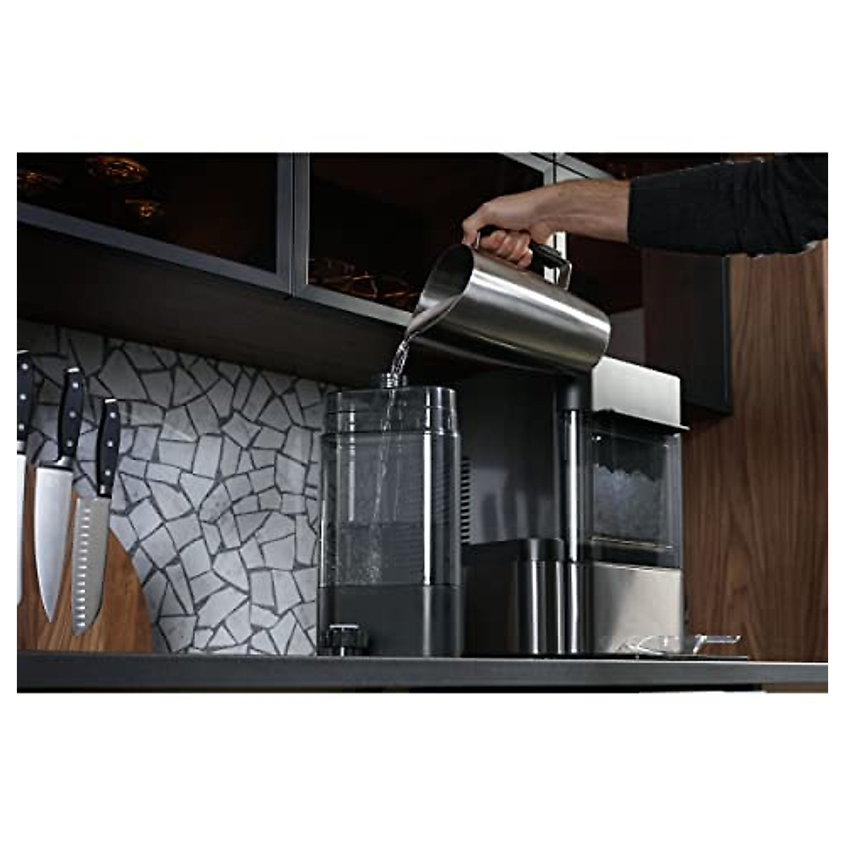 GE Profile Opal | Side Tank for 2.0 Opal Nugget Ice Maker | Easy Attachment to Opal Ice Machine | 0.75-Gallon Tank | Allows for 3X More Ice Before Refill | Black Stainless, P4AAKASBRTD