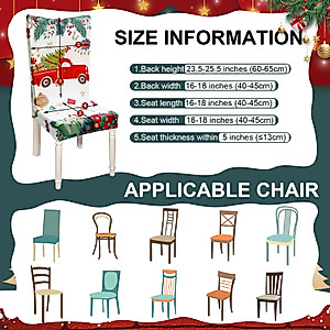 Peryiter 6 Pcs Christmas Chair Covers Kitchen Dining Room Chair Covers Set of 6 Removable Washable Parson Chair Covers Holiday Stretch Dining Chair Slipcovers Furniture Protector for Xmas Party