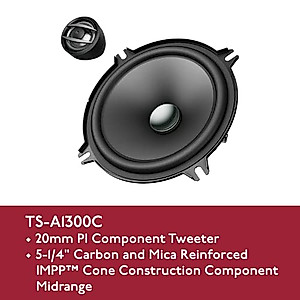 PIONEER TS-A1300C A Series 5-1/4" 300 W Max Power, Carbon/Mica-Reinforced IMPP Cone, 20mm PI Tweeter - Component Speakers (Pair)