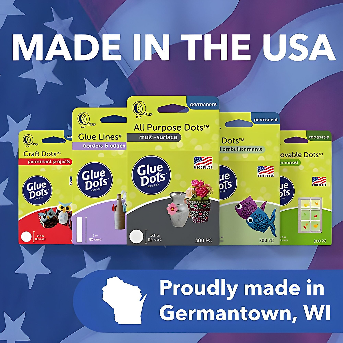 Glue Dots, Clear, Double-Sided Craft Dots, 1/2, Roll of 200 (08165E)