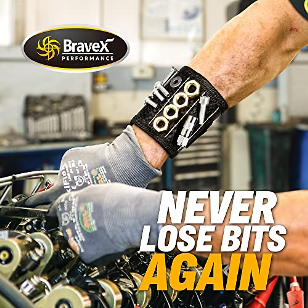 Voltstorm Magnetic Wristband - Men Women Tool Belt with 12 Strong Magnets for Holding Screws, Nails, Drill Bits - Great Gift for Men Stocking Stuffers, Handyman, Carpenter, Electrician, Framer