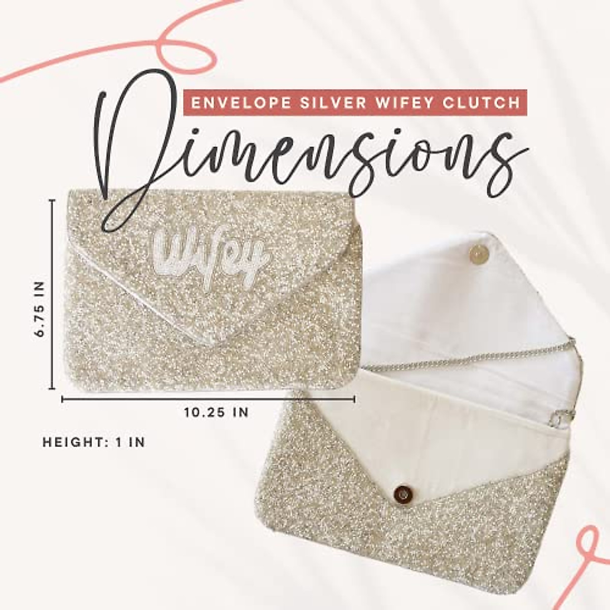 WIFEY Clutch Purse, Wifey Clutch Bag, Bride Clutch, Hand Beaded Purse, Gifts for Engagement, Bridal Shower, Bachelorette, Wedding Party