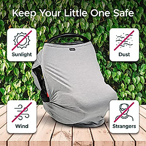 Luv Bug UPF 50 Baby Car Seat Covers with Side Vents, UV Protection, Breathable Breastfeeding Cover, Carseat Canopy for Babies (Palm Leaf)