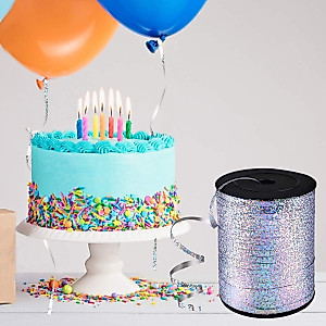 500 Yards Shiny Balloon Ribbons for Party Florist Flowers Wrapping Gift Box Cards Balloons Decoration (Silver)