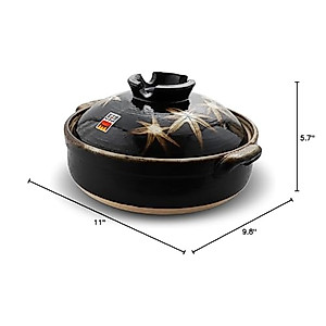 Yokkaichi Banko-yaki Donabe Clay Pot : Elegant Autumn Leaf Earthenware Pot – Microwave and Oven safe－Perfect for Stewed & Hot Pot Dishes, Made in Japan (8)