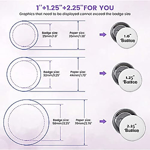 300pcs Button Pin Maker Machine Multiple Sizes 1''+1.25''+2.25'' Badge Button Press Machine with Button Parts&Circle Cutter&Picture (Purple)