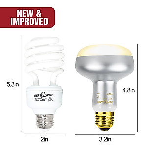 REPTIZOO Reptile Heat Lamp Bulb and UVB 10.0 Reptile Light Combo Pack, 100W Intense Basking Spot Light UVA Heat Lamp Bulb, 26W Energy Saving UVA UVB Bulb Spiral Compact Bulb