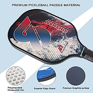 SINSHAM Pickleball Paddles,Pickleball Paddles Set of 2,Graphite Surface,Polypropylene Honeycomb Core,Cushion Grip,Lightweight Pickleball,1 Portable Drawstring Bag,2 Balls,2 Replacement Soft Grips
