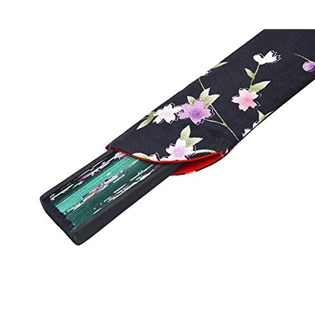 Amajiji® Charming Elegant Modern Woman Handmade Bamboo Silk 8.27" (21cm) Folding Pocket Purse Hand Fan/Chinese Japanese Vintage Retro Style Handheld Folding Fan (Green)