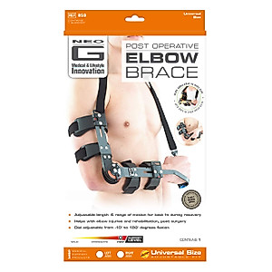 Neo-G Post-Operative Elbow Brace – For Ligament Injuries, Pre/Post Surgery, Joint Protection & Stability, Rehabilitation, Arthritic & Meniscus Pain - Class 1 Medical Device – Right – Black – Unisex