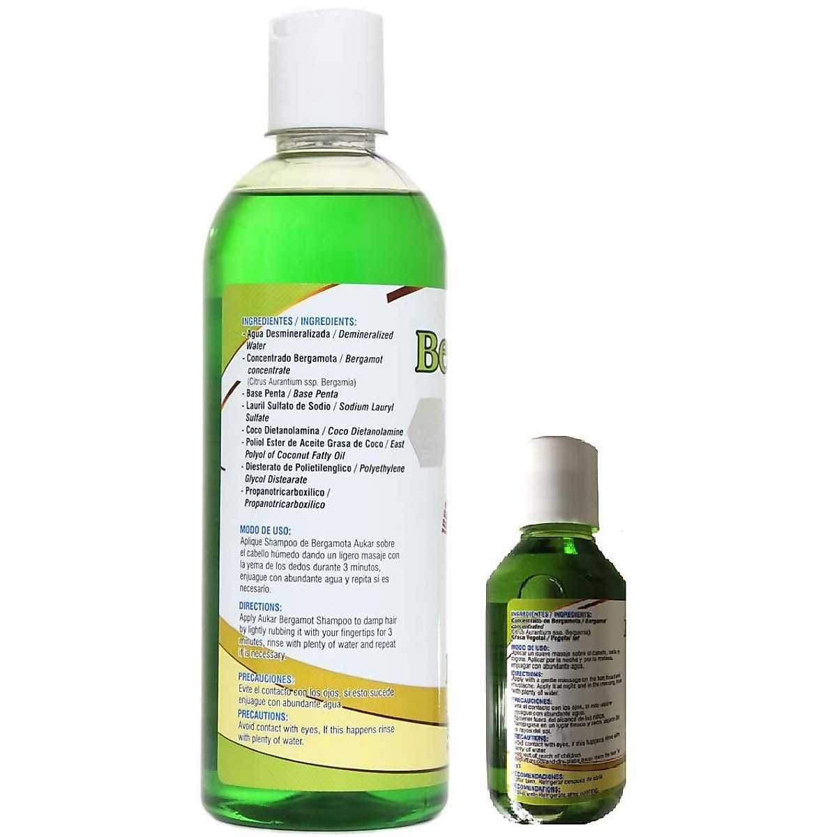 Bergamot Shampoo and Oil Set - AUKAR Shampoo (500ml), Bergamot Oil (120ml), and Key Chain