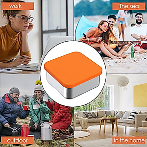 Linkidea 304 Stainless Steel Square Bento Lunch Box, with Silicone Lids Dishwasher Safe, Plastic Free Storage Bento Box Container (25oz)