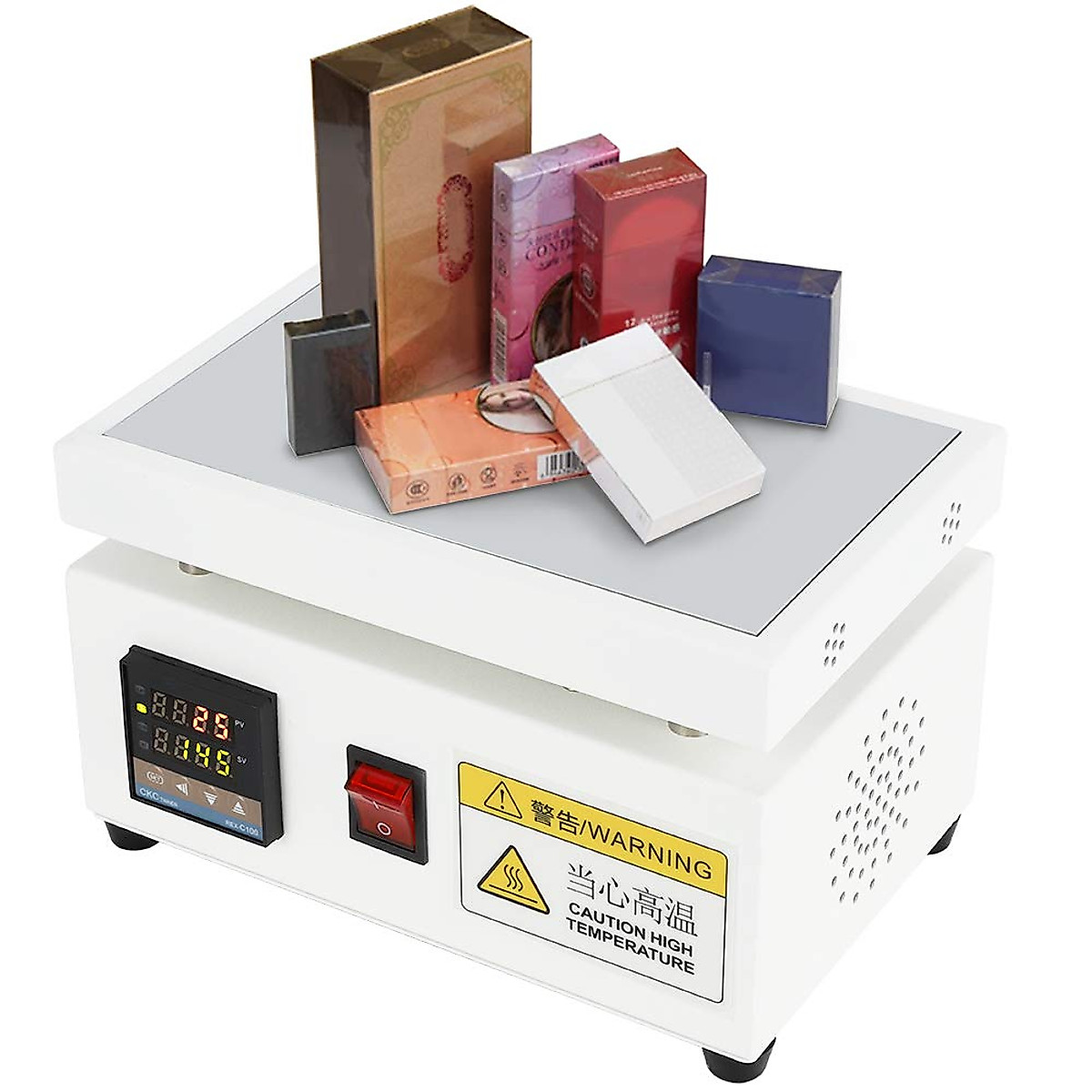 Hanchen Cellophane Wrapping Machine Manual Cellophane Overwrapping Machine Desktop Heating Sealing Machine for BOPP Cigarette Perfume Cosmetics Poker Box PVC Heat Sealer Film (LS12-200)