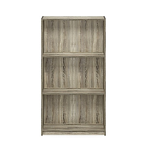 FURINNO Basic 3-Tier Bookcase Storage Shelves, Sonoma Oak