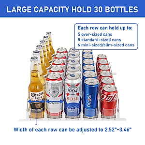 Nisorpa Drink Organizer For Fridge Dispenser, 5 Rows Soda Can Dispenser Water Bottle Organizer For Refrigerator Automatic Beverage Dispenser Pusher Glide Width Adjustable Beer Dispenser for Fridge