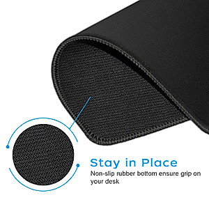 QINGLER Mouse Pad 3 Pack with Non-Slip Rubber Base, Premium-Textured Washable Mousepads Bulk with Stitched Edges, Mouse Pads for Computers Laptop PC Office Home, 10.2 x 8.3 in, Black