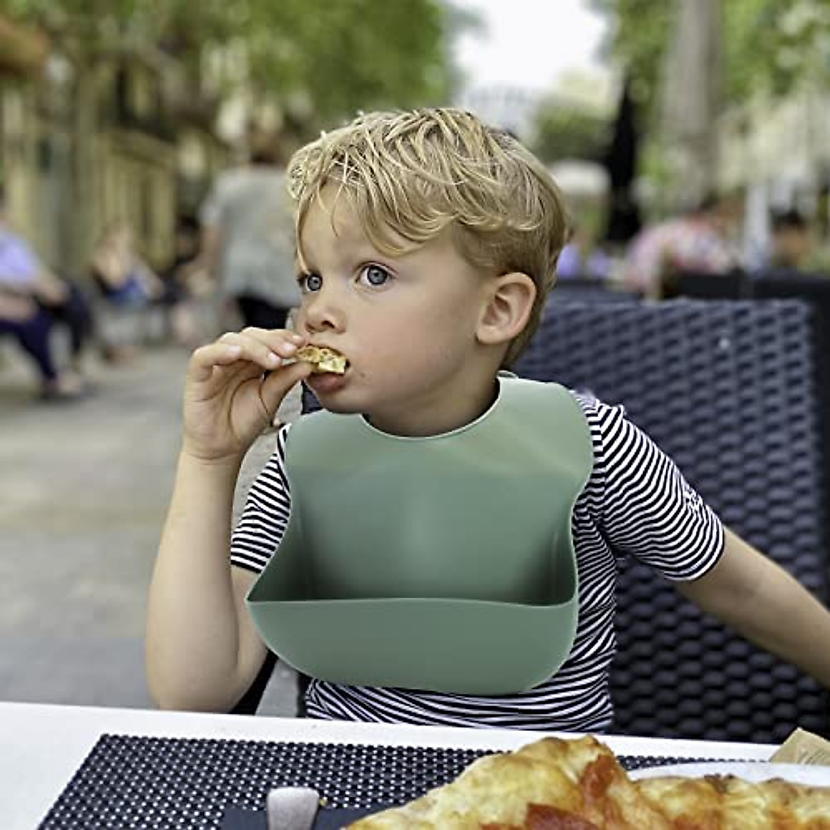 Eascrozn 3 Pack Silicone Bibs for Babies & Toddlers (6-72 months) BPA Free Unisex Soft Adjustable Fit Waterproof Feeding Baby Bibs