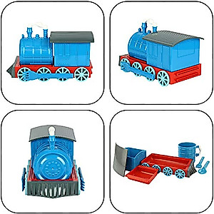 KidsFunwares Chew-Chew Train Kids Dinnerware Set with Utensils, Blue