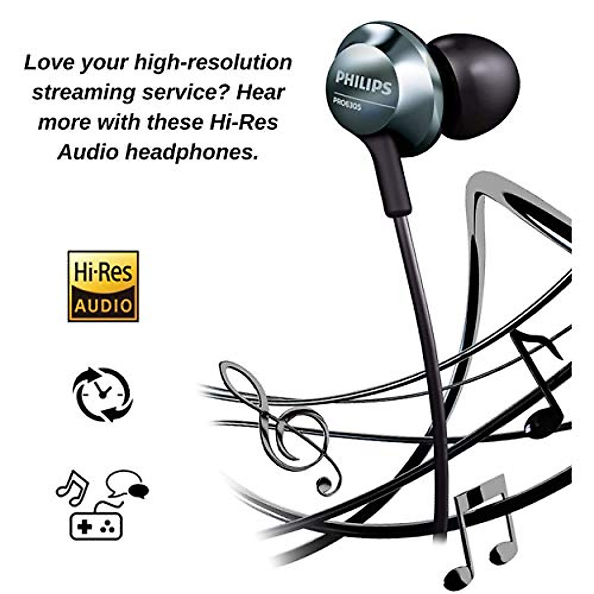 PHILIPS Pro Wired Earbuds, in Ear Headphones with Mic Powerful Bass, Hi-Res Audio, Comfort Fit, Lightweight Ear Phones with Microphone
