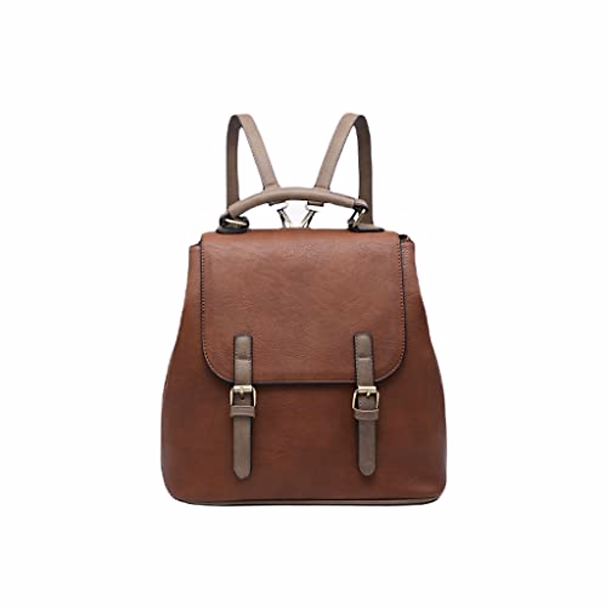 JEN & CO. Backpack Purse for Women Purse Backpack - Small Mini Brooks Convertible Backpack w/Flapover Buckle/Snap Closure, Brown (BP1891-BR)