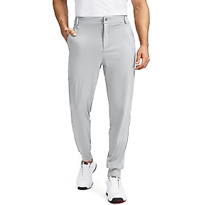 Men's Golf Joggers Pants with 5 Pockets Slim Fit Stretch Sweatpants Running Travel Dress Work Pants for Men(Halo Gray, Medium