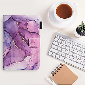 AKHIOK Case for All-New Amazon Fire 7 Tablet (Only fit 12th Generation, 2022 Release), Fire 7 Tablet Case, Premium PU Leather Stand Cover with Smart Auto Wake/Sleep, Purple Marble