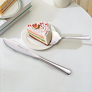 iooiluxry Wedding Cake Knife and Server Set, Cake Cutting Set for Wedding, Cake Cutter Set for Wedding Engagement Gifts for Couples (Silver)