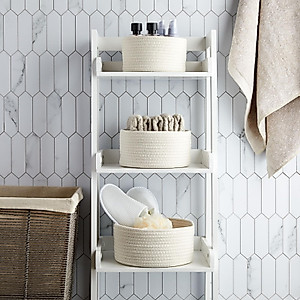 Farmlyn Creek 3 Pack Woven Baskets for Storage, Small Round Cotton Rope Organizing Bins (3 Sizes, White)