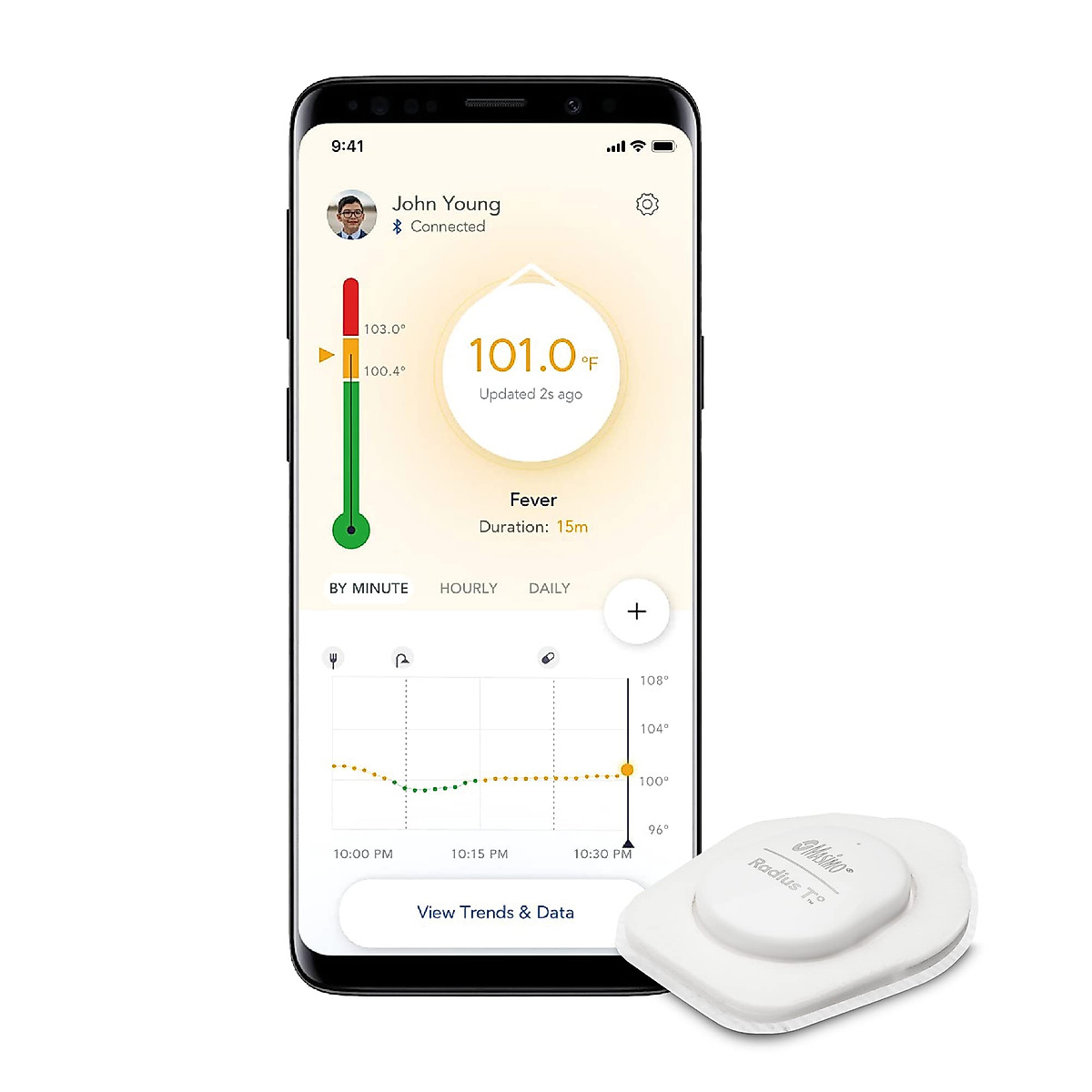 Masimo Radius T°™ Wearable Digital Thermometer, Continuous Monitoring of Fever 24x7, Medical Grade Accuracy, 3 Temperature Sensors, Water-Resistant, Free Smart App Alerts on Android/iOS