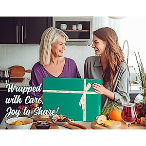 Luomal Wood Cutting Board with Handle, 16x8.2inch Acacia Wooden Serving Board for Kitchen, Cheese Charcuterie Board for Meat, Bread, Vegetables & Fruits (Gift Box Included)