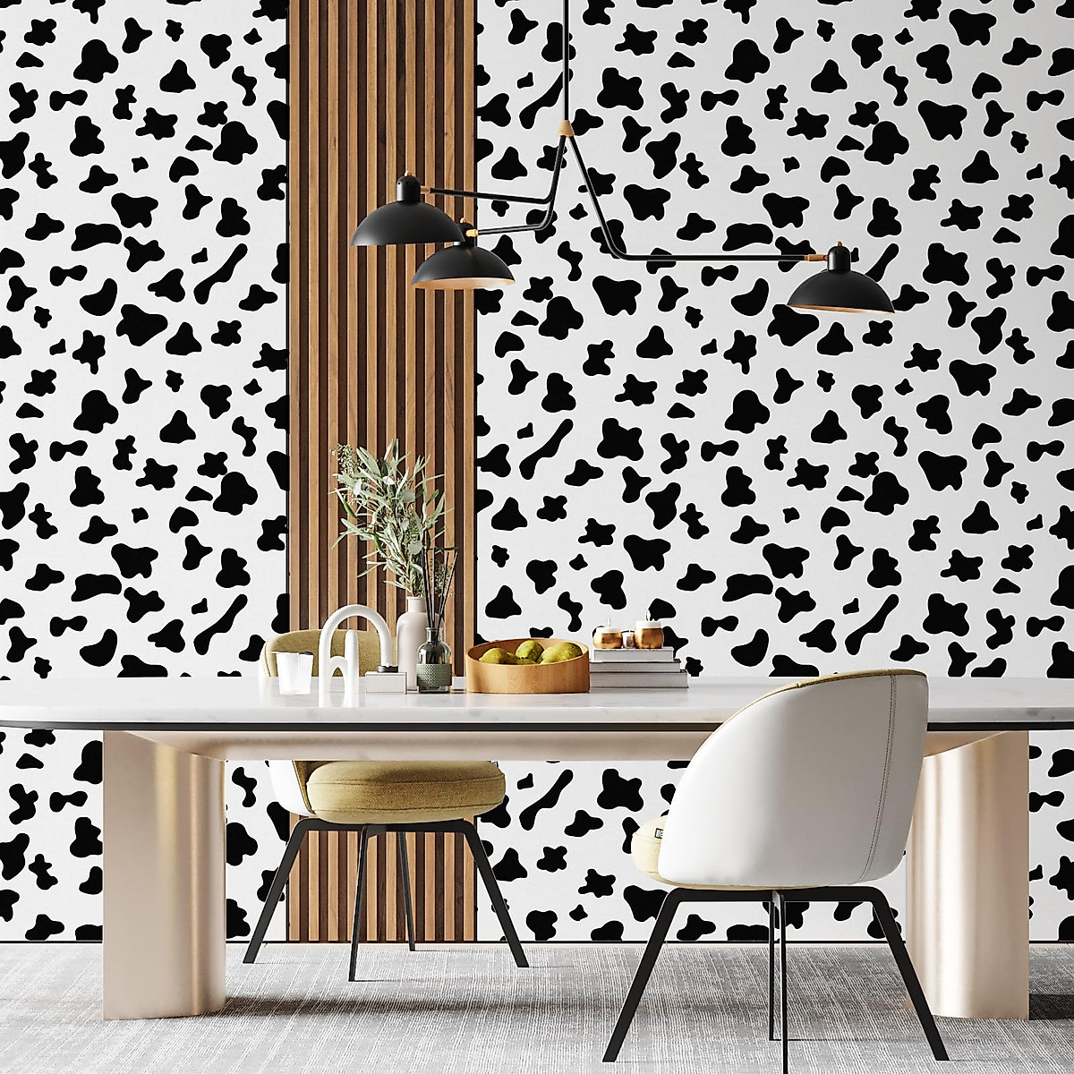 Qianglive Black and White Spots Contact Paper Cow Printed Peel and Stick Wallpaper 17.3”x120” Self-Adhesive Cute Wallpapers Vinyl White Black Decals for Walls Bedroom Living Room Nurseryls