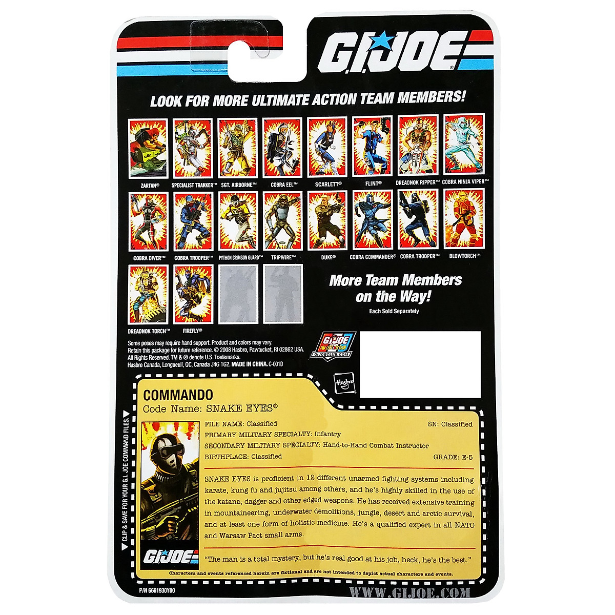 G.I. Joe 25th Anniversary Comic Series Cardback: Snake Eyes (Commando) 3.75 Inch Action Figure