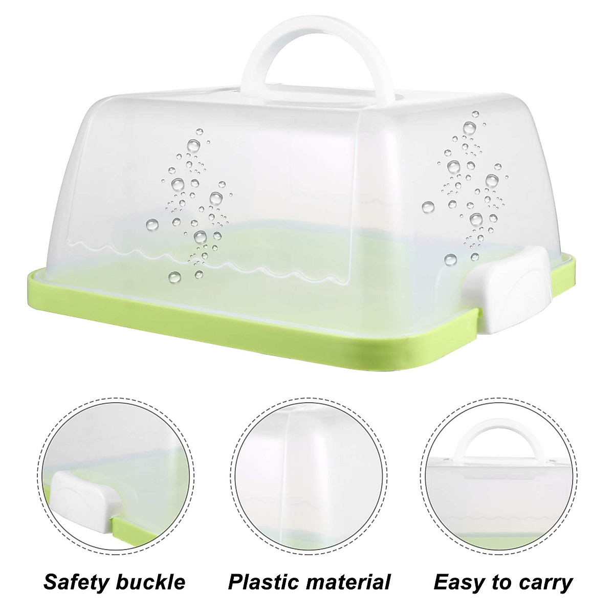 BESTOYARD Cake Carrier 10x5 Inch Cupcake Storage Container Green Square Macaron Box with Handle Portable Pie Saver Travel Platter for Bakers Chefs Caterers