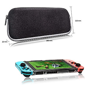 Carrying Case for Nintendo Switch with Transparent Hard Shell & Switch Screen Protector Dual Protection Large Capacity Deluxe Travel Storage Pouch Case for Nintendo Switch Console & Accessories-Black