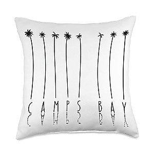 Travel Camps Bay Gift for Men Women & Youth Palm Tree Vacation-Island Western Cape Camps Bay Throw Pillow, 18x18, Multicolor
