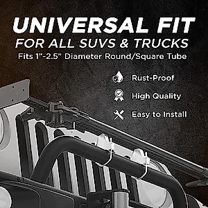 Southern Powersports High Lift Jack Mount, Attaches High Lift Jacks onto 1-inch to 2.5-inch Round or Square Tubing, High Lift Jack Adjustable Tube Mount System, Includes 3 U-Bolt Sizes, Silver