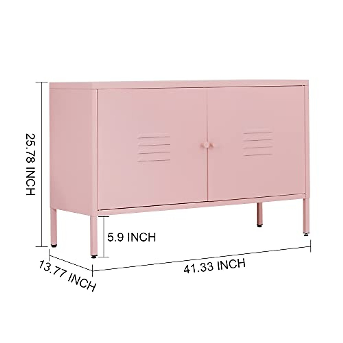 LINGZOE 2 Door Steel Storage Cabinet Pink TV Stand for Living Room,Metal Locker Storage Cabinet for Bedroom Balcony