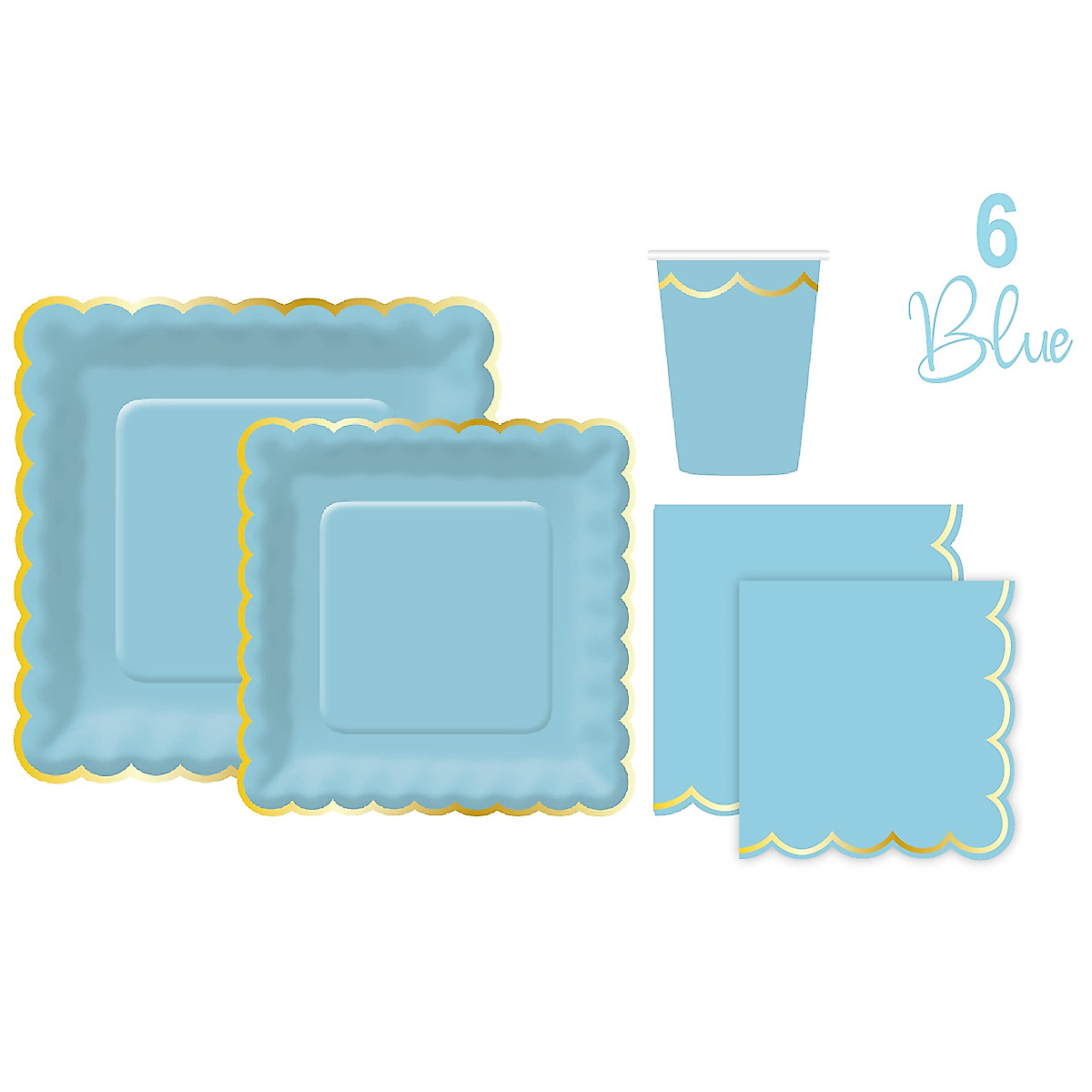 Serves 24 Scalloped Pastel Party Set 24-10 Inch Plates 24-7 Inch Plates 24 Lunch Napkins 24 Beverage Napkins 24 Cups - 12 Ounce cups