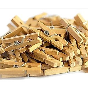 100 Pcs Mini Clothespins, 0.98in (25mm) Natural Wooden Clothespins, Multi-Function Clothespins Paper Photo Pins, Tiny Craft Clips