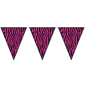 Beistle Zebra Print Pennant Banner, 10-Inch by 12-Feet