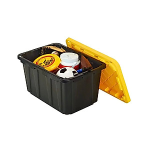 HDX Tough Polypropylene Plastic 27 Gal. Storage Tote in Black (5-Pack)