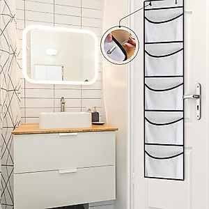 MCPINKY Over The Door Organizer, Hanging Shelves Back of Door Organizer Gray Hanging Storage Organizer 5 Pockets 1 Pack