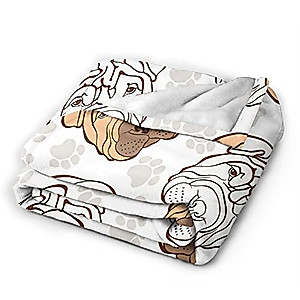 Brown White Shar Pei Throw Blanket All Year Round Light Weight Warm Super Soft Plush for Air-Conditioned Room Bedding Luxury Throw Blanket Blankets for Bedroom Living Rooms Sofa Couch