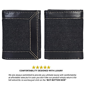 Denim Men's Trifold Designer Wallet - Sleek and Slim Includes ID Window and Credit Card Holder by Leatherboss