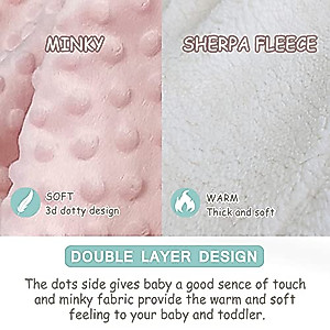 Baby Blankets for Boys Girls Soft Minky and Sherpa Fleece Toddler Throw Blanket Unisex for Crib,Stroller and Pets(Blush Pink)