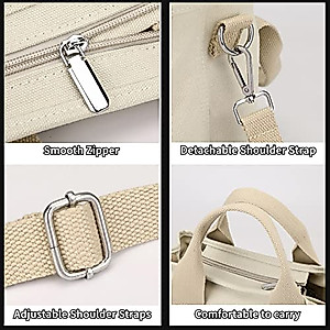 Japanese Canvas Tote Bag - Large Capacity Multi-pocket Handbag Crossbody Bag, with Adjustable Shoulder Strap (Black)